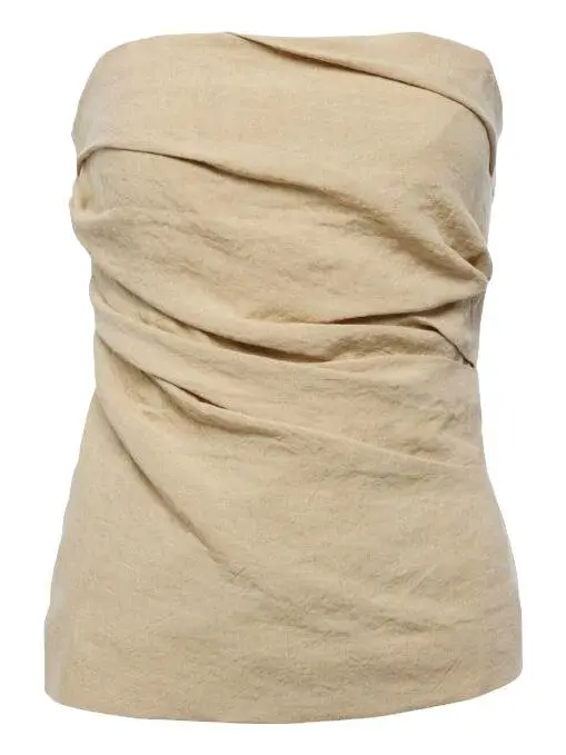 Tove Izel Strapless Linen Top - Beige