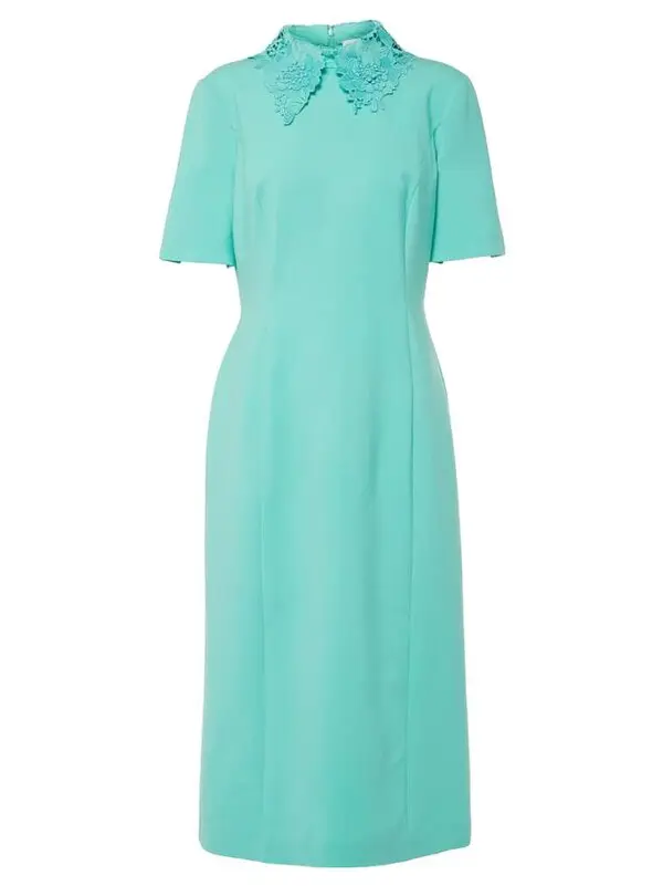 Oscar De La Renta Lace-trimmed Wool-blend Midi Dress - Green