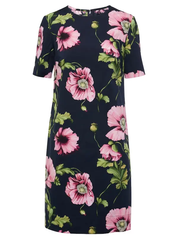 Oscar De La Renta Floral Cotton-blend Minidress - Multicoloured