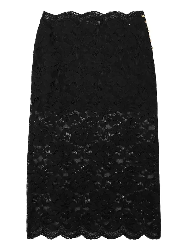 Rabanne Scalloped Lace Midi Skirt - Black