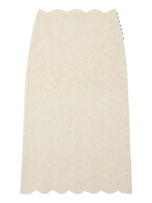 Rabanne Scalloped Lace Midi Skirt - White