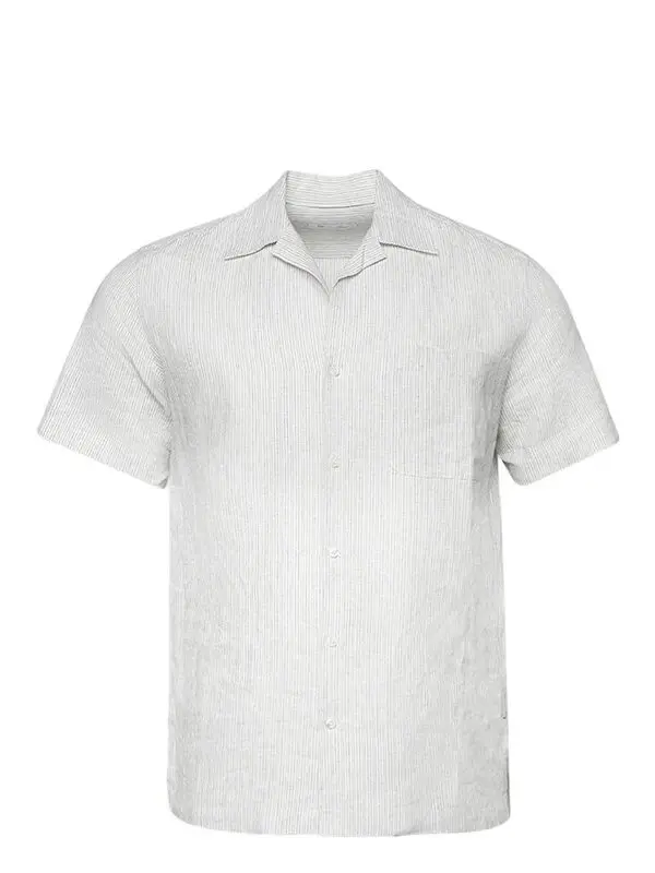 Loro Piana Tindaro Linen Striped Shirt - Off White