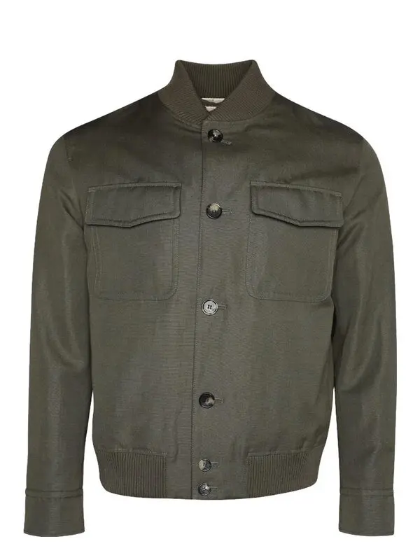 Loro Piana Kiku Cotton Linen Bomber Jacket - Leaf Tea