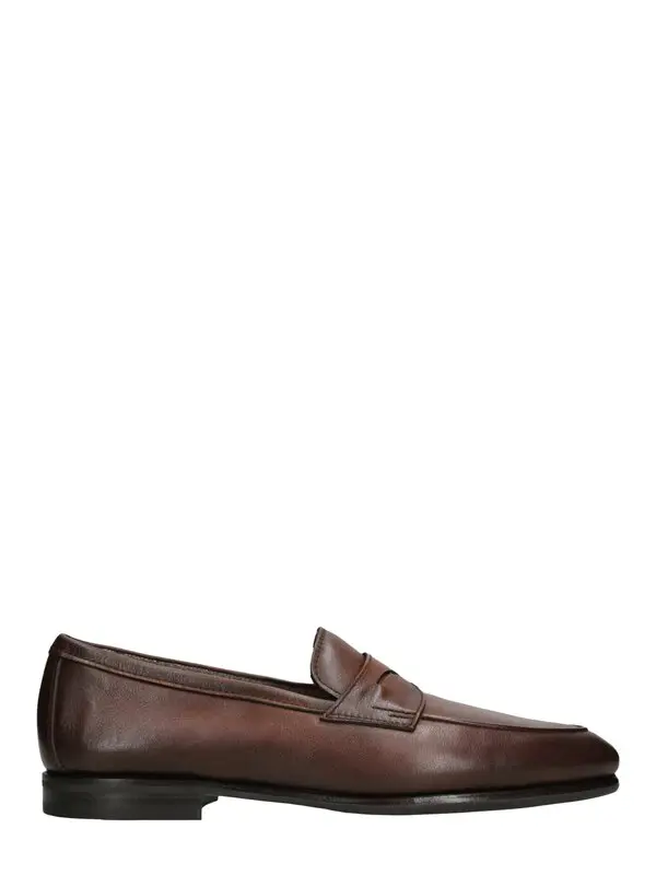 Santoni Leather Carlos Loafers - Brown