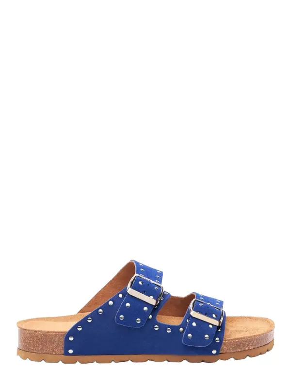 SCAROSSO Delilah Stud-embellished Suede Slides - Blue