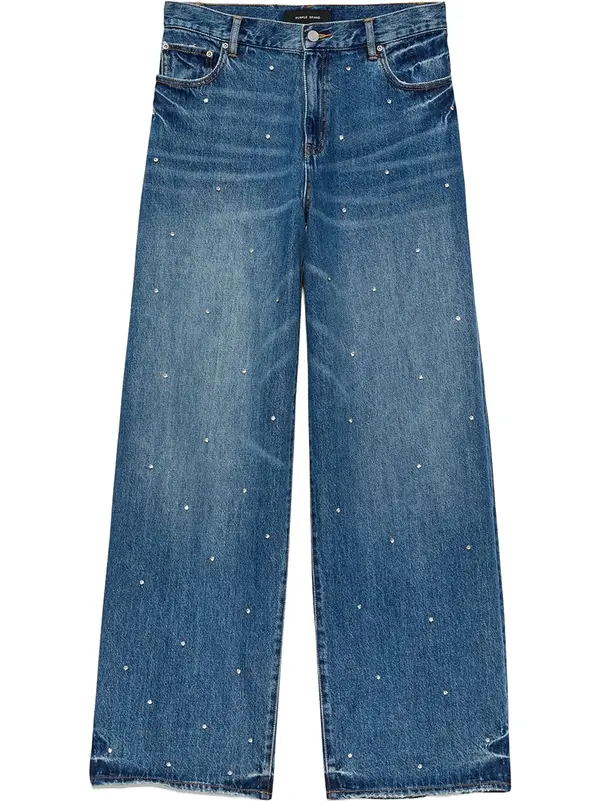 PURPLE BRAND Rhinestone-embellished Wide-leg Jeans - Blue