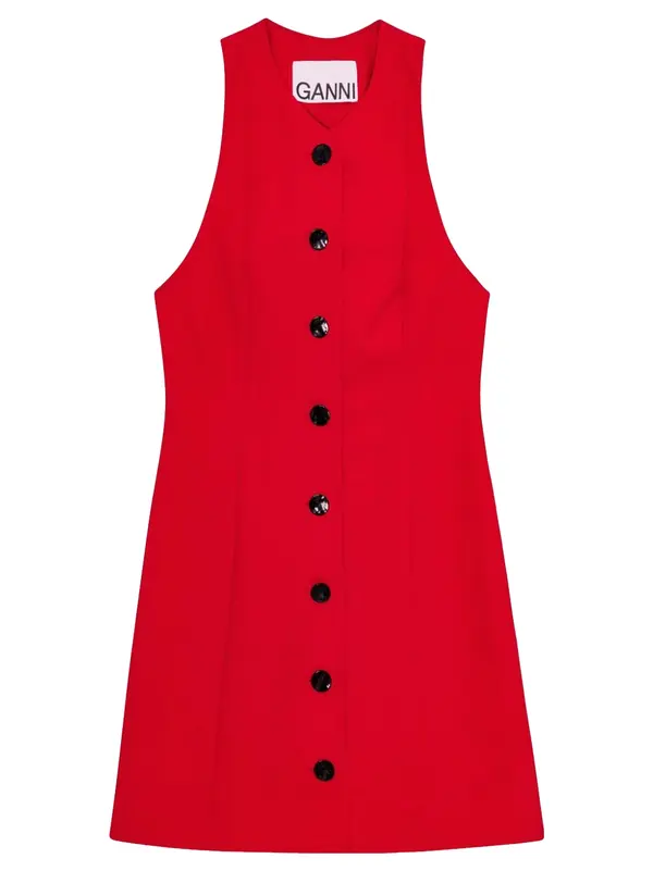 GANNI Knot-detail Button-up Minidress - Red