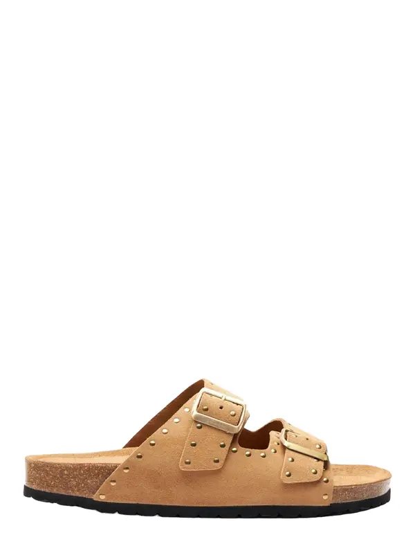 SCAROSSO Hopi Studded Suede Sandals - Neutrals