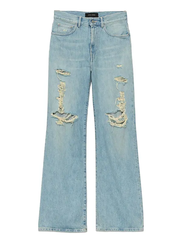 PURPLE BRAND Ripped Wide-leg Jeans - Blue