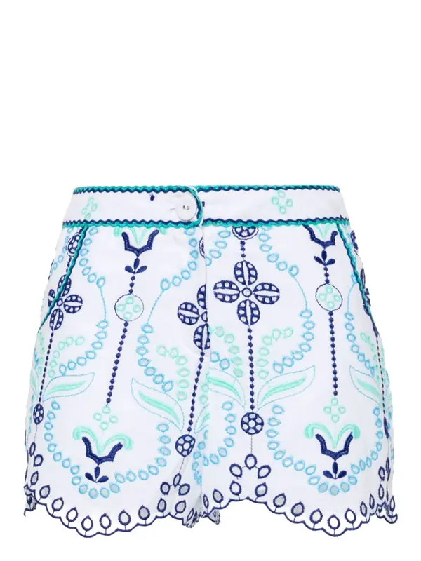 Charo Ruiz Ibiza Mason Embroidered Shorts - White