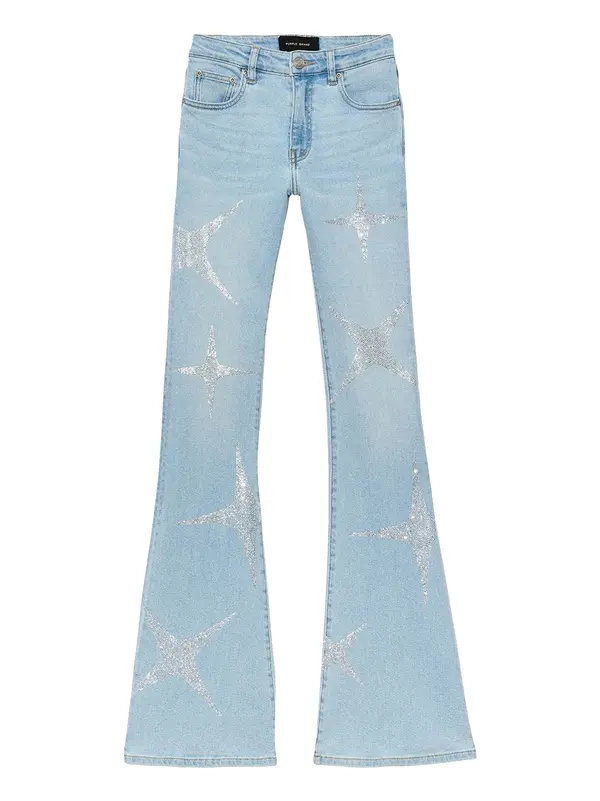 PURPLE BRAND Rhinestone-embellished Bootcut Jeans - Blue