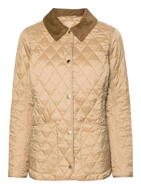 Barbour Quilted Jacket With Corduroy Collar - Neutrals