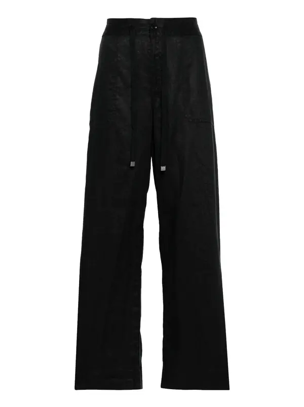 Ralph Lauren Drawstring Waist Linen Trousers - Black