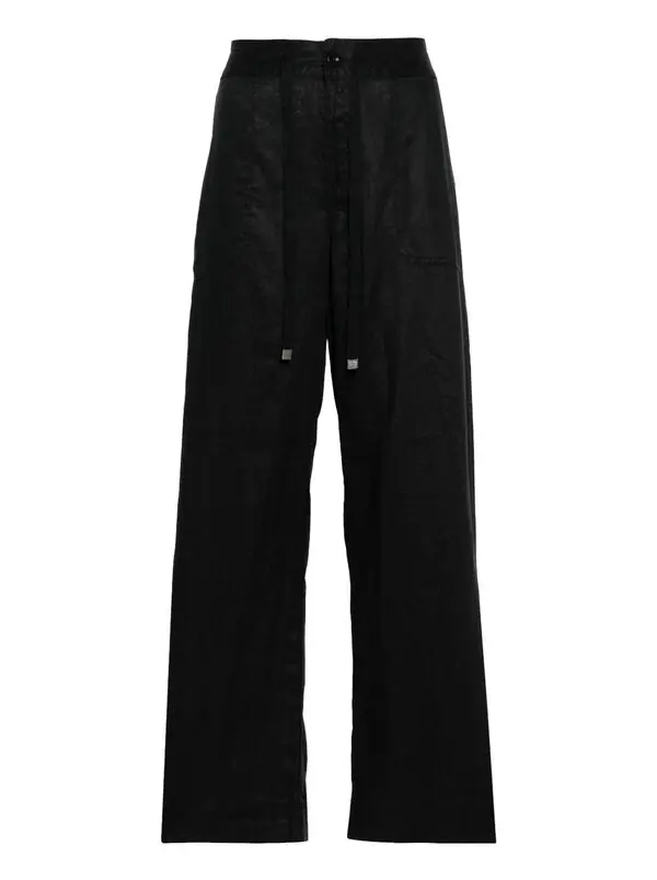 Ralph Lauren Drawstring Waist Linen Trousers - Black