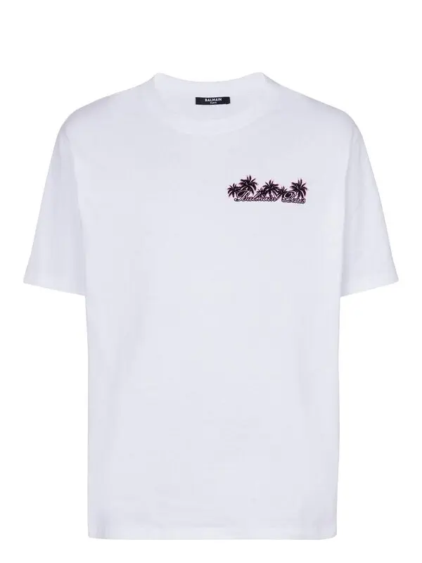 Balmain Club-print Cotton T-shirt - White