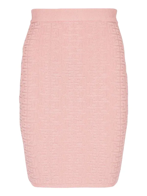 Balmain Pb-intarsia Knitted Mini Skirt - Pink