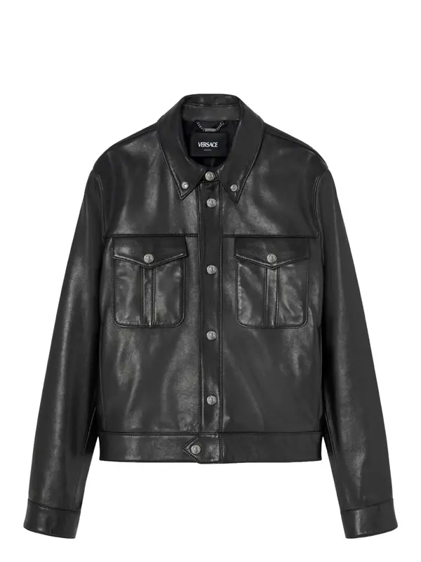 Versace Leather Blouson Jacket - Black