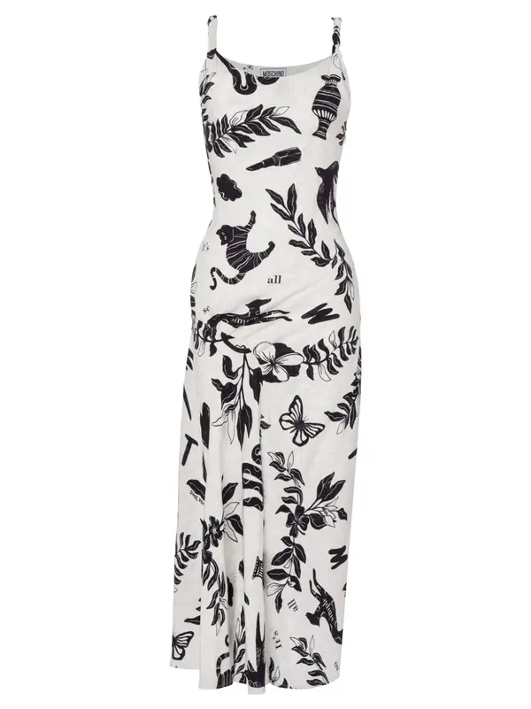 Moschino Graphic-print Midi Dress - White