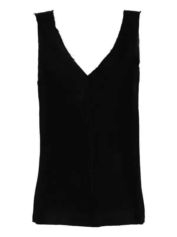 Voz V-neck Linen Top - Black