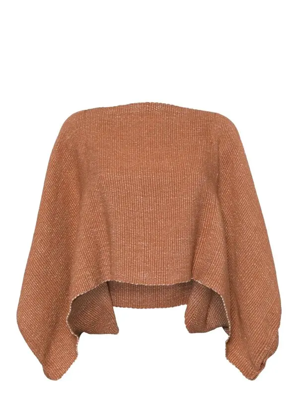 Voz Cropped Cotton Cape - Brown