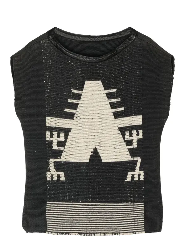 Voz Intarsia-knit Cotton Top - Black