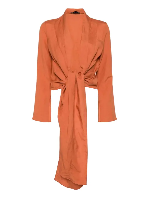 Voz Long-sleeved Wrap Blouse - Orange