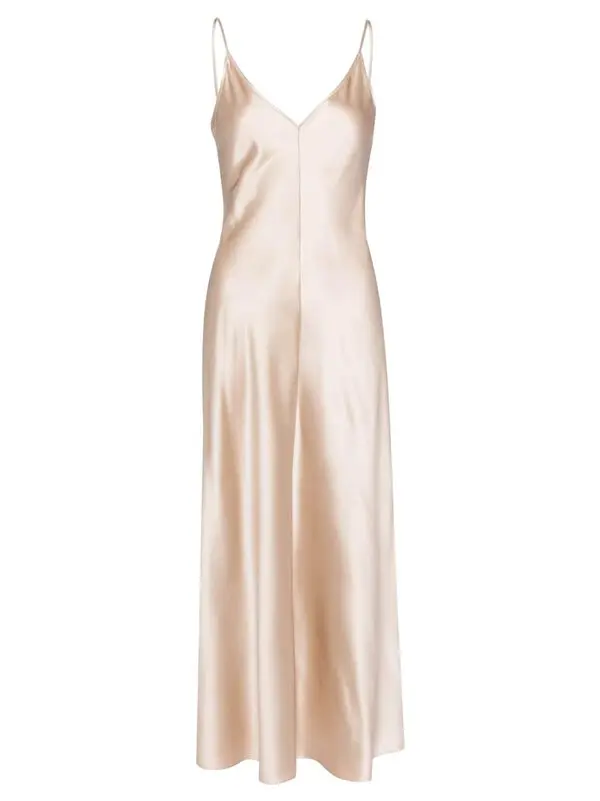 Voz V-neck Silk Slip Dress - Neutrals