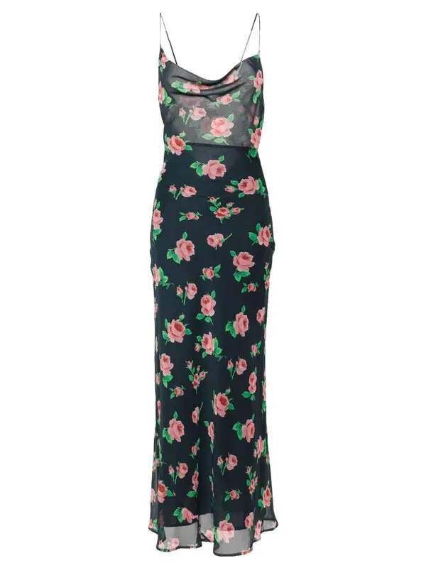 ROTATE BY BIRGER CHRISTENSEN Rose-print Maxi Dress - Blue