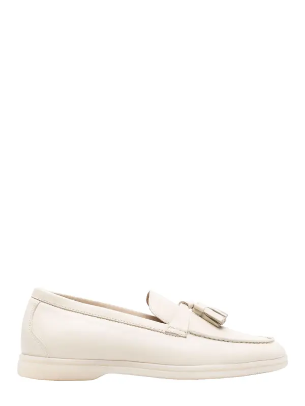 SCAROSSO Leandra Leather Loafers - White