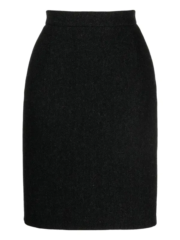 JIL SANDER High-waist Herringbone Skirt - Black