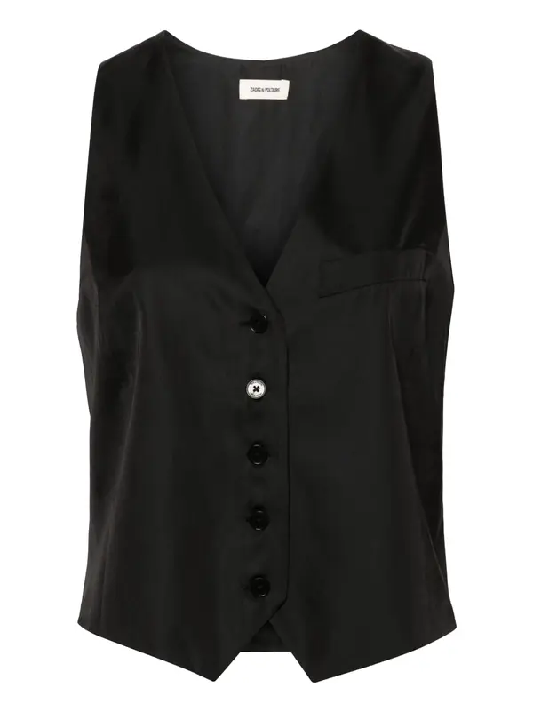 Zadig&Voltaire Emaux Satin Waistcoat-style Top - Black