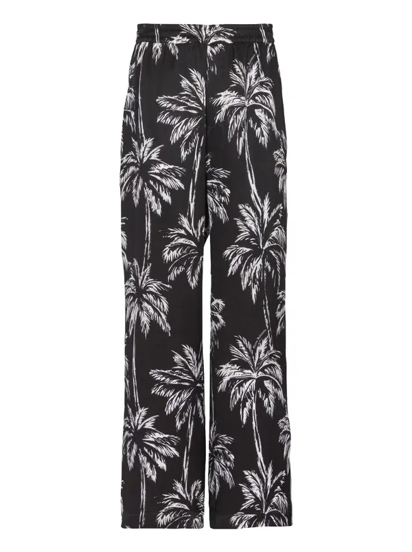 Balmain Palm Tree-print Trousers - Black