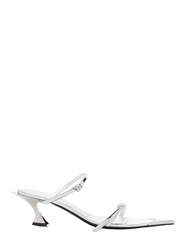 MUGLER 50mm Metallic Leather Sandals - Silver