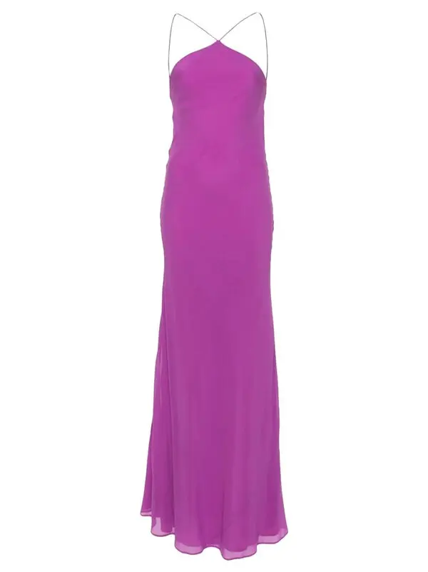 Andamane Rebecca Halterneck Organza Maxi Dress - Purple