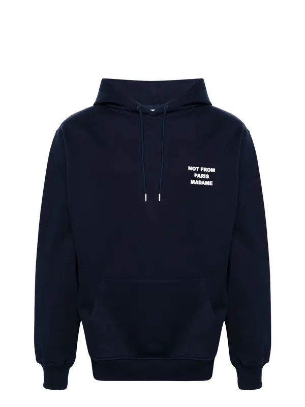 Drole De Monsieur Slogan-print Cotton Hoodie - Blue