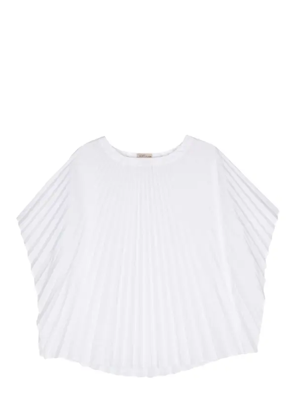 BLANCA VITA Plissé Half-sleeved Blouse - White