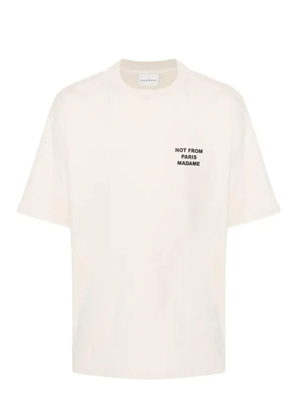 Drole De Monsieur Slogan Crew-neck T-shirt - Neutrals