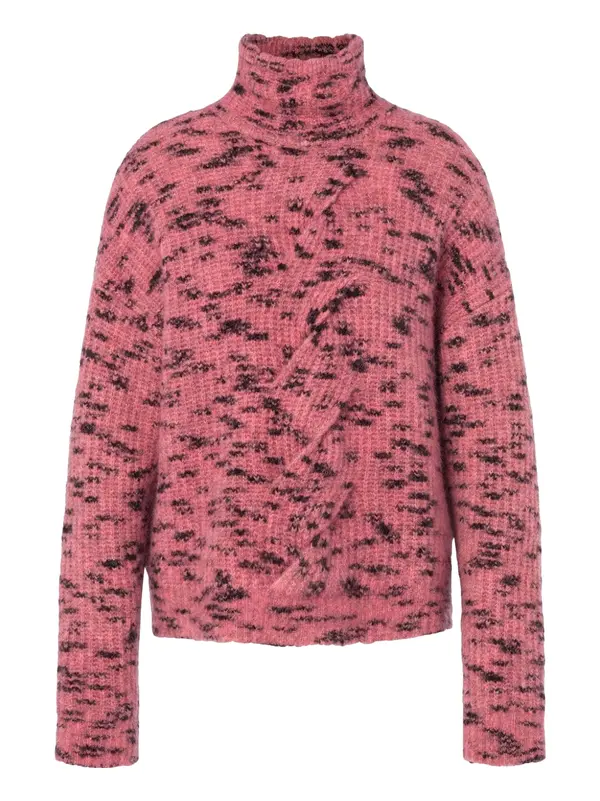 MOSCHINO JEANS Roll-neck Cable-knit Jumper - Pink