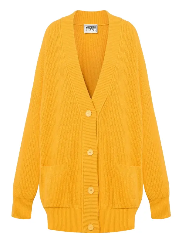 Moschino Oversized V-neck Cardigan - Yellow