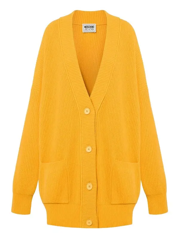 Moschino Oversized V-neck Cardigan - Yellow