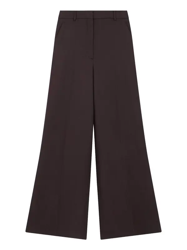 Stella McCartney High-rise Wide-leg Wool Pants - Dark Chocolate Brown