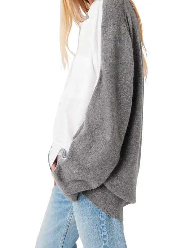 Stella McCartney Long Sleeve Sweater With Shirting Details - Storm Gray