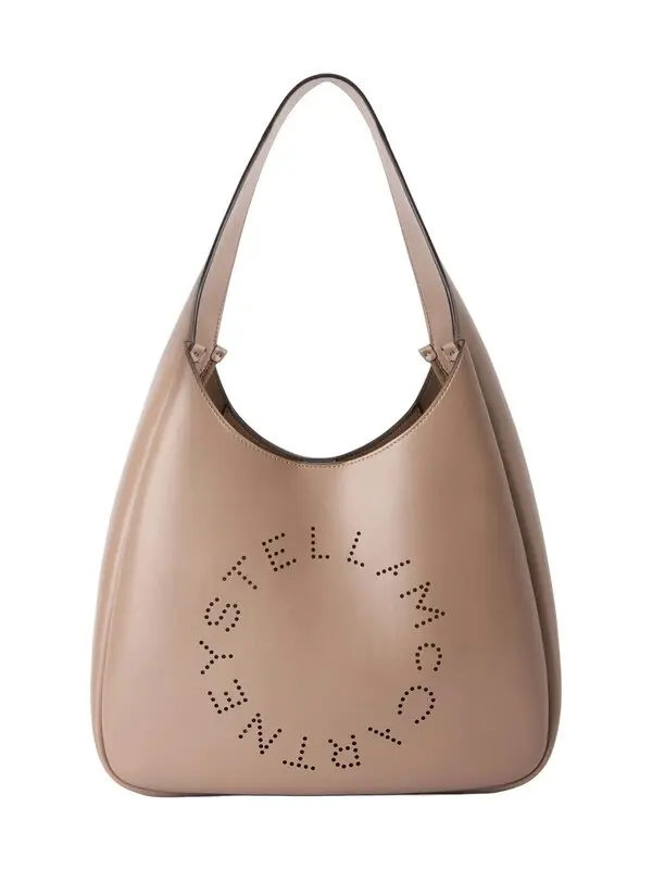 Stella McCartney Logo Slouchy Hobo Tote Bag - Taupe Brown