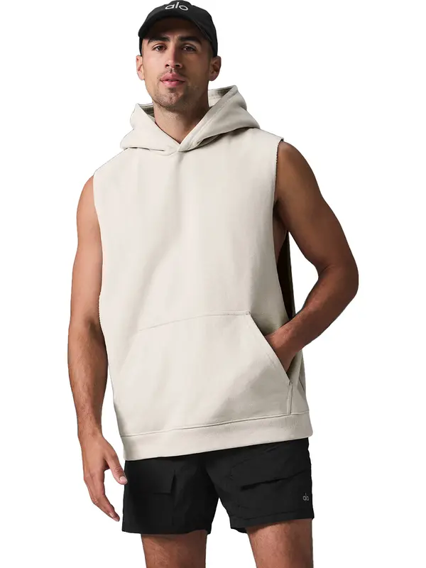 Alo Yoga Renown Sleeveless Hoodie - Bone