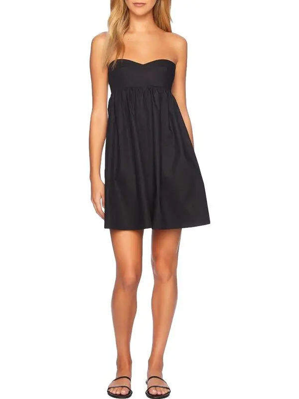 Susana Monaco Strapless Babydoll Mini Dress - Black