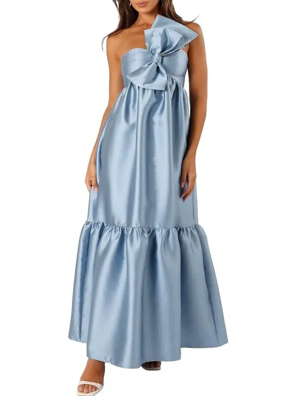 PETAL & PUP Betina Bow One-shoulder Gown - Blue