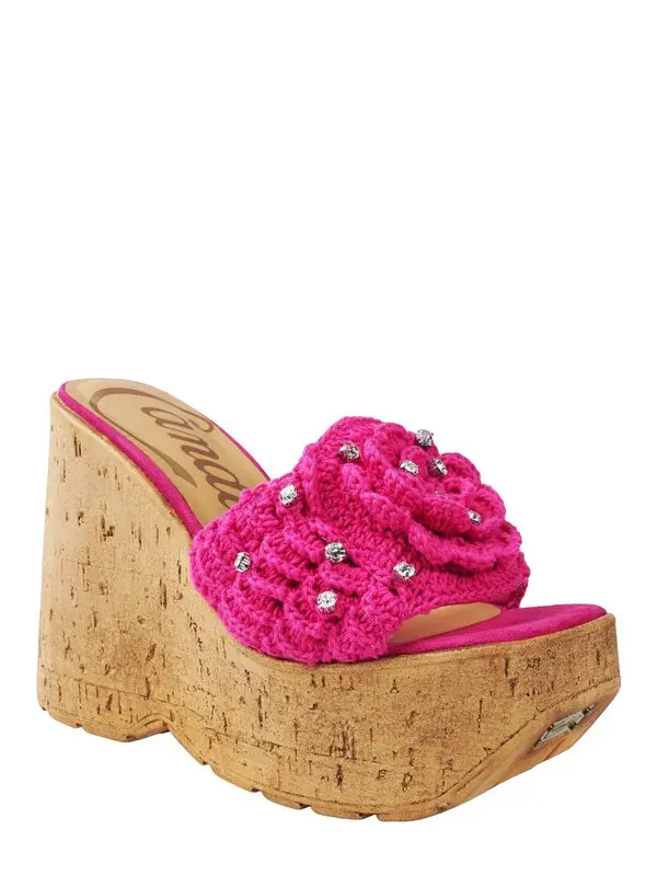 CANDIE'S Platform Wedge Sandals - Fuchsia