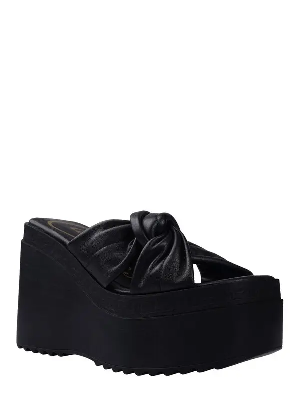 CANDIE'S Kornelia Platform Wedge Slide Sandal - Blklt
