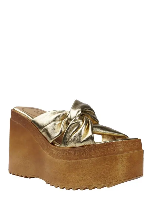 CANDIE'S Kornelia Platform Wedge Slide Sandal - Gldlt