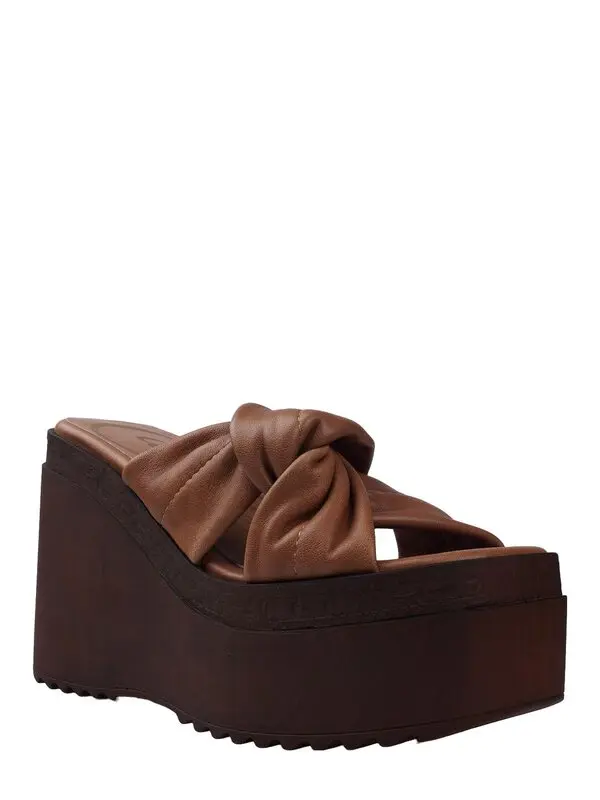 CANDIE'S Kornelia Platform Wedge Slide Sandal - Tanlt